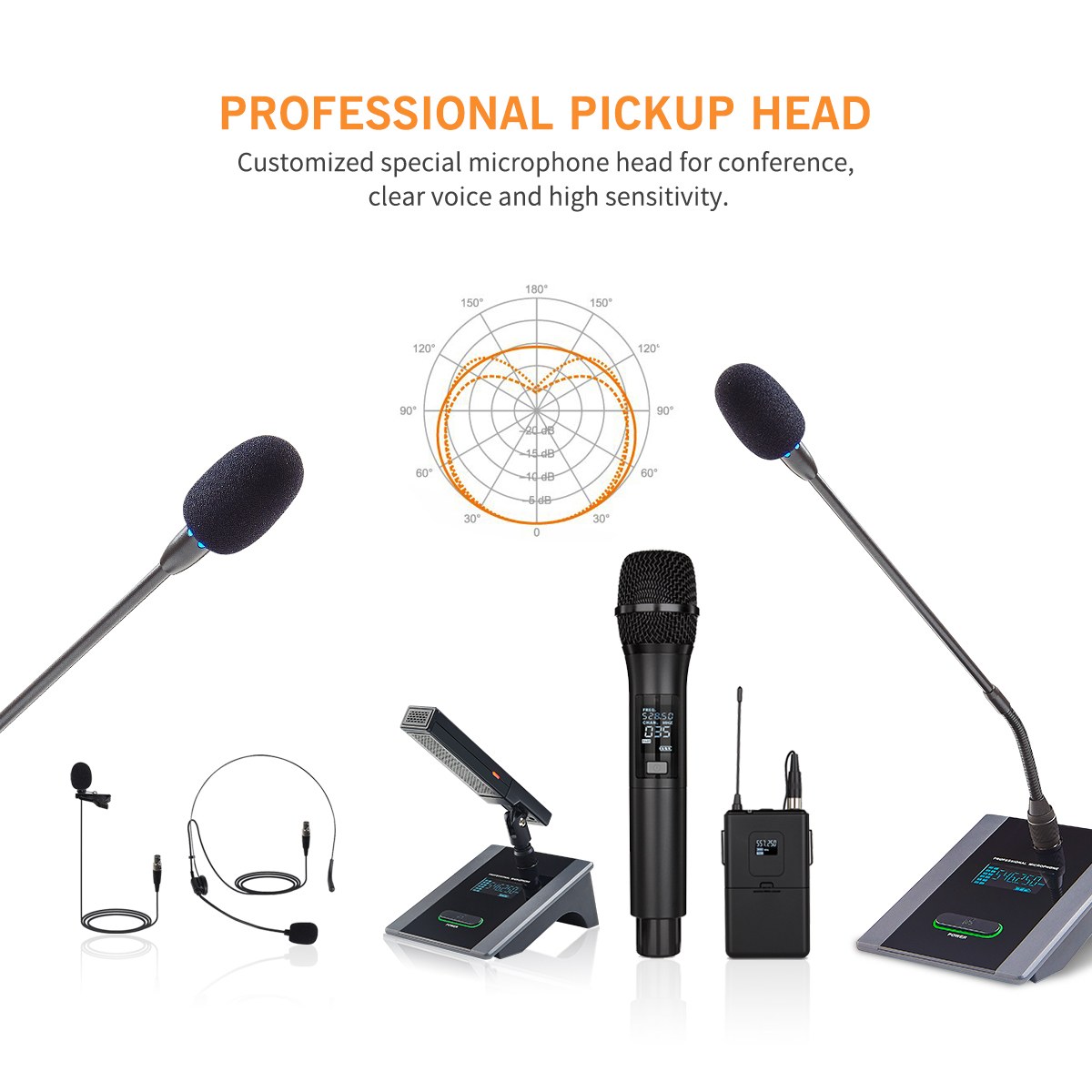 8 Channels UHF Wireless Conference Microphone